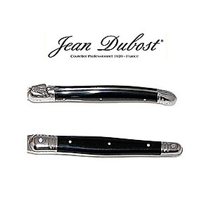 Laguiole Jean Dubost Steak Knives 12 Piece of Set with Black Handle -Thiers France