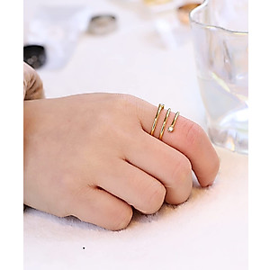 MYNENEY Stainless Steel Braided Wrap Wave Stacking Promise Statement Cocktail Party Ring (Gold, 10)