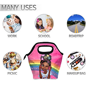 Lunch Bags For Black Women African American Lunch Box Afro Black Girl Lunch Tote Bag For Travel, Picnic, Work, School Reusable Insulated Cooler