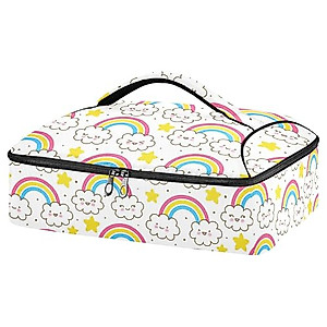 Kcldeci Insulated Thermal Food Carrier Insulated Casserole Carrier for Hot or Cold Food,Cute Cartoon Clouds Rainbows and Stars (1) Insulated Tote Bag for Potluck Cookouts Parties Picnic,Lasagna Lugger