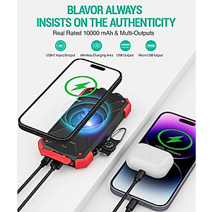 BLAVOR Solar Charger Power Bank Plus 10W Portable Solar Charger(5V/2A Max)