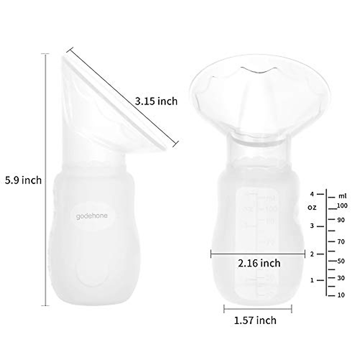 Silicone Breast Pump 2 Pack, Manual Breast Pump with Protective lid, Portable Milk Saver for Breast Feeding,100% Food Grade Silicone BPA Free(4oz/100ml), Yellow