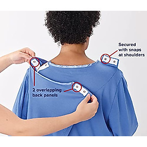 Silvert's Adaptive Clothing & Footwear Open Back Night Gown For Ladies - Assisted Dressing Hospital Gown - Blue MED