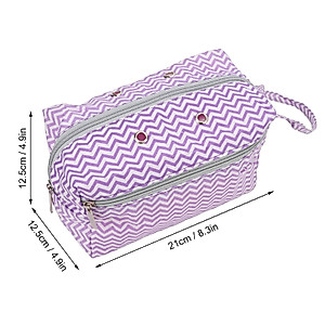 ENTHUSRI Yarn Storage Bag Best Durable Travel Storage Bag Purple Striped Design Knitting Accessories Case for Crochet Accessories
