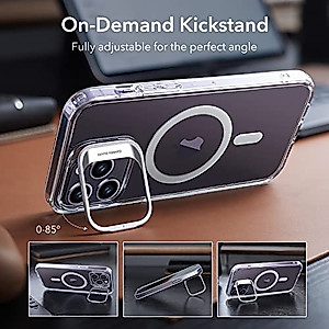 ESR for iPhone 14 Pro Case, Compatible with MagSafe, Built-in Camera Ring Stand, Military-Grade Protection, Magnetic Phone Case for iPhone 14 Pro, Classic Kickstand Case (HaloLock), Clear