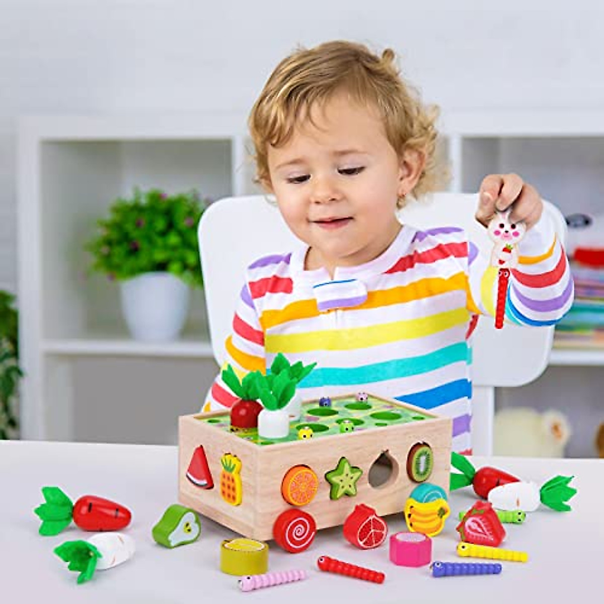 Toddlers Montessori Wooden Educational Toys for Baby Boys Girls Age 2 3 4 Year Old, Shape Sorting Toys Gifts for Kids 2-4, Wood Preschool Learning Fine Motor Skills Game