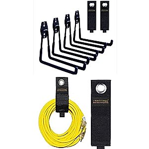 SMARTOLOGY 4 Pack Wall Mount Storage Hanger with 11 Extension Cord Holder Organizer, 4 Pack Wall Mount Storage Hanger with 2 Extension Cord Holder Organizer