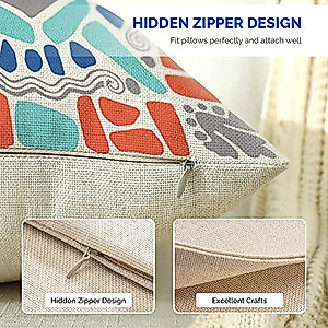 Cirzone Outdoor Pillow Covers 18x18 Set of 4 Waterproof Outdoor Pillows Couch Throw Pillow Covers Morden Boho Decorative Pillow Covers Decorations for Patio, Garden, Home