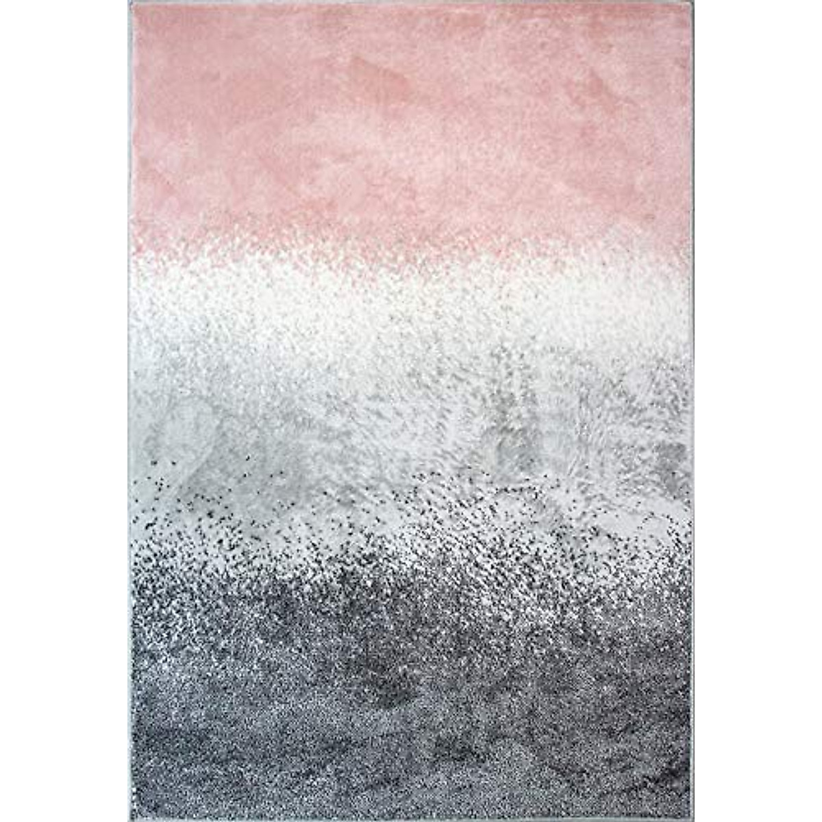 Pink and Gray Ombre Striped Rug Distressed Blush Graphite Block Silver Living Room Area Bedroom Hallway Rugs 6'2" x 9'2"