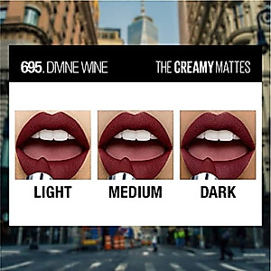 Maybelline Color Sensational Lipstick, Lip Makeup, Matte Finish, Hydrating Lipstick, Nude, Pink, Red, Plum Lip Color, Divine Wine, 1 Count