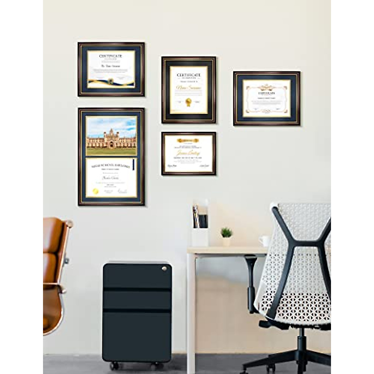Annecy 11x14 Picture Frame Black, Diploma Frame for Wall or Desktop Decoration, 11x14 frame with mat for 8.5x11 Certificate, College Degree Frame with Tempered Glass and Velvet Back Panel（1 Pack）