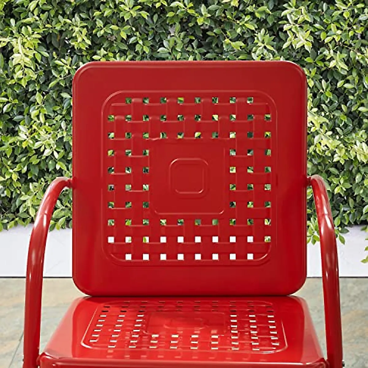 Crosley Furniture Bates 2-Piece Outdoor Chair Set, Retro Metal Patio Chairs for Dining, Porch, Deck, Balcony, Bright Red Gloss