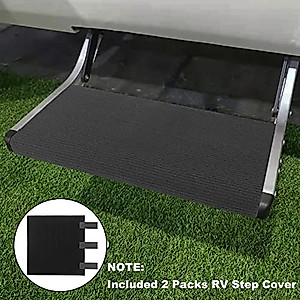 NEWFOM RV Step Rug Wraparound Radius Camper Stair Cover Trailer Step Carpet 18-23 Inch Wide RV Step Covers 2PCS (18" Width, 8-9" Depth 2pcs)