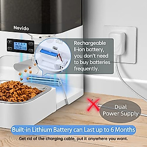 Nevido Automatic Cat Feeders, Built-in Lithium Battery Lasts up to 6 Months, Dry Cat Food Dispenser with Desiccant Bag, Programmable Timed Dog Feeder 1-9 Meals Per Day, Voice Recorder, 4L