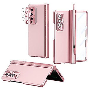 Case with S Pen for Samsung Galaxy Z Fold 3 5G 2021 with Removable Hinge Protection Holder and Built-in Camera Lens Protector and Front Screen Protector