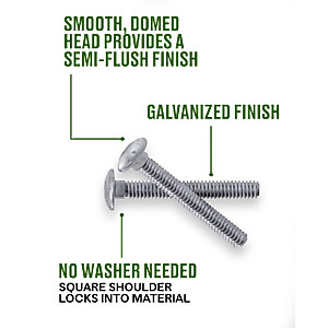 Hillman Group Galvanized Carriage Bolt 1/2” x 3-1/2”, 25 Count, Blunt Point, Alloy Steel, Self-Locking Round Head Fasteners, Wood and Metal, No Washer Needed, Rust-Resistant (812617)