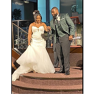 Aesido Men Suits Slim Fit 3 Pieces Wedding Formal Business Tuxedos One Button(Silver Grey,US34)