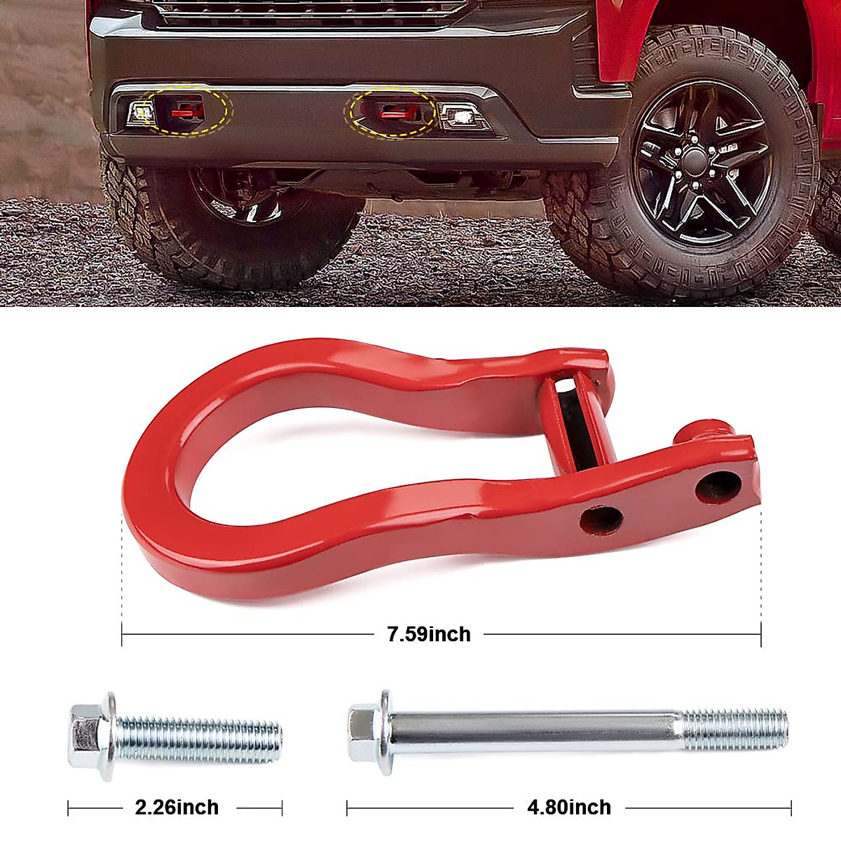 JDMON Compatible with Front Bumper Tow Hook Chevy Silverado 1500 Chevy Silverado 1500 2019 2020 2021 2022 Replaces 84280202 2Pcs (Red)