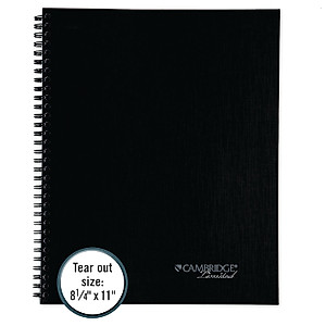 Cambridge Limited Business Notebook, 8-1/4 x 11 Inches, Wirebound, Action Planner, Black (06064)