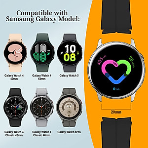 20mm Quick Release Sport Band - Compatible with Samsung Galaxy Watch 6/5/4, Watch 5 Pro (45mm), and Galaxy Watch 4 Classic (46mm/42mm) - Ideal Replacement Band