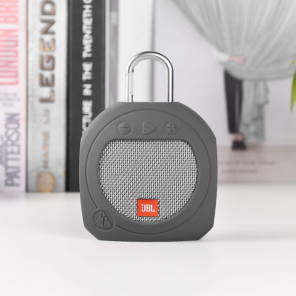 TXEsign Protective Silicone Stand Up Carrying Case for JBL Clip 3 Waterproof Portable Bluetooth Speaker (Light Grey)