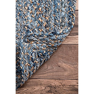 nuLOOM Hand Braided Otelia Denim And Jute Area Rug, 4' x 6', Denim