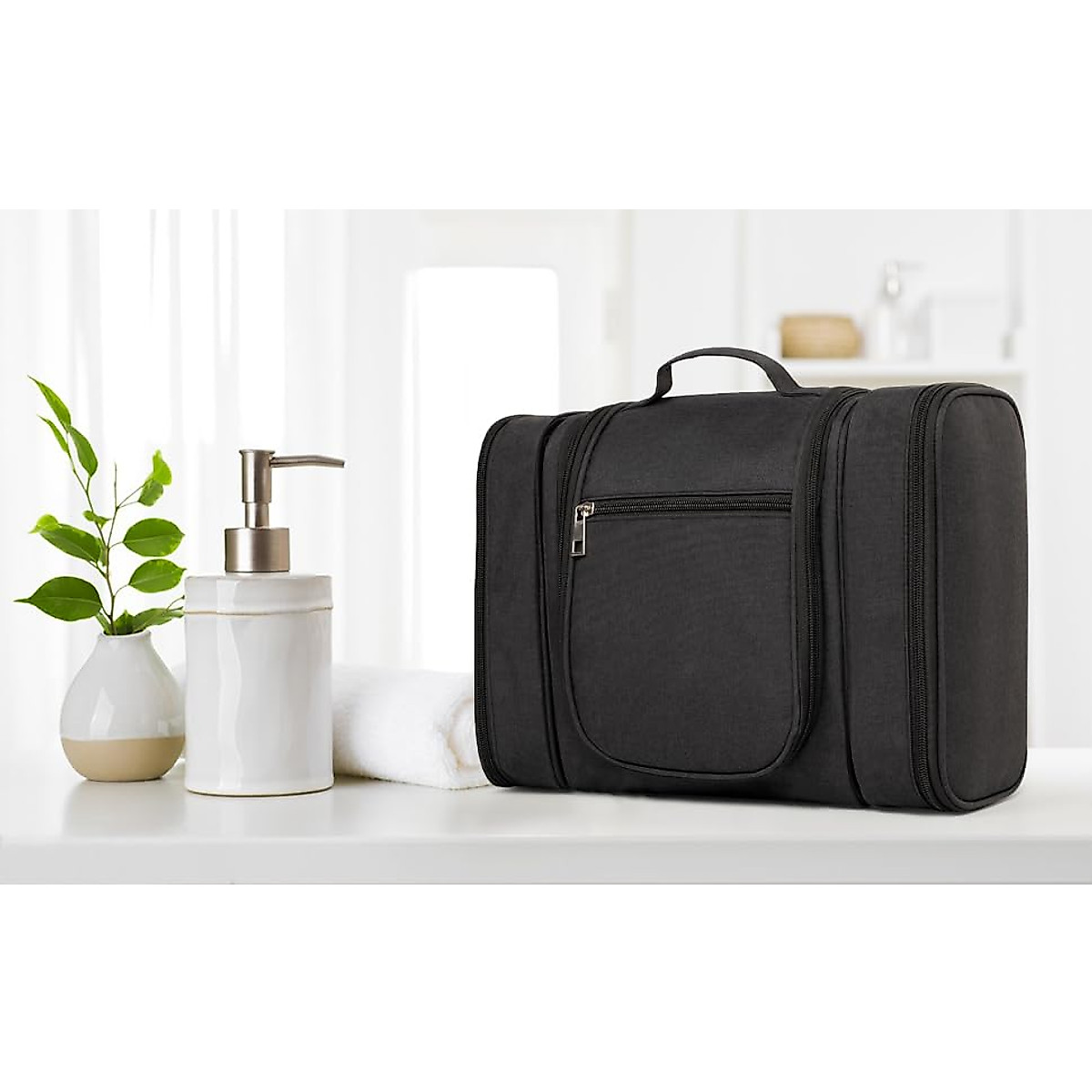 SPLF Extra Large Hanging Travel Toiletry Bag for Women and Men, Water-resistant Toiletry Bags for Traveling, Makeup Cosmetic Bathroom Travel Bag for Toiletries, Shampoo, Full Sized Container