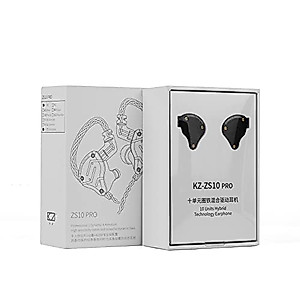 Linsoul KZ ZS10 Pro, 4BA+1DD 5 Driver in Ear Monitor, HiFi Wired Earbuds, Gaming Earbuds, Hybrid IEM Earphones with Stainless Steel Faceplate, Detachable Cable for Musician(with Mic, Dark Black)