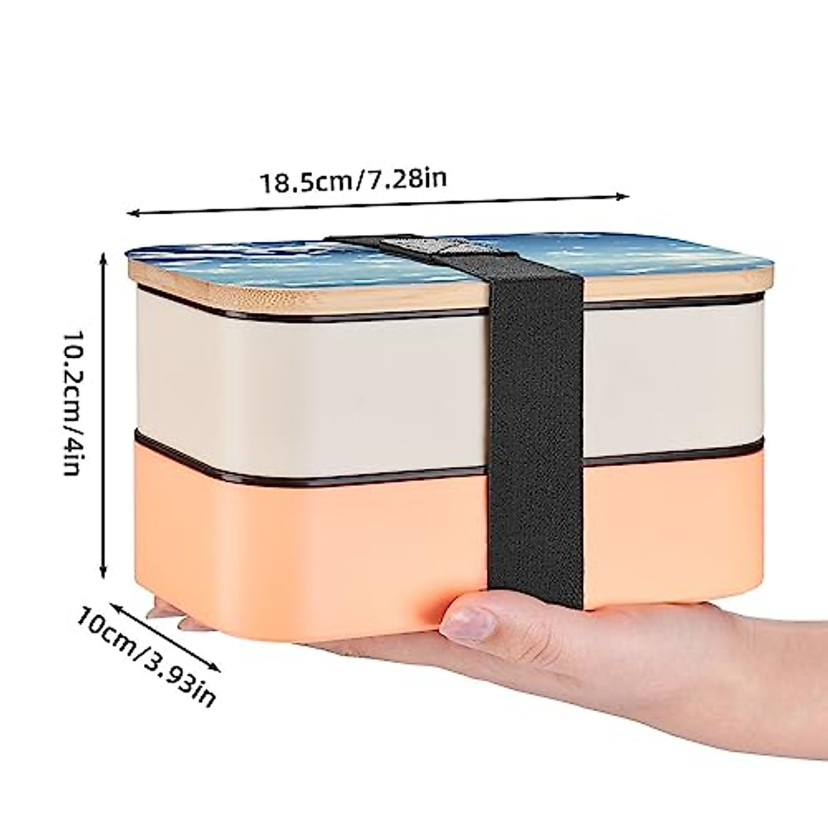 Blue Sky And White Clouds Adult Lunch Box, Bento Box, With Cutlery Set Of 3, 2 Compartments, Rectangular, Lunch Box For Adults