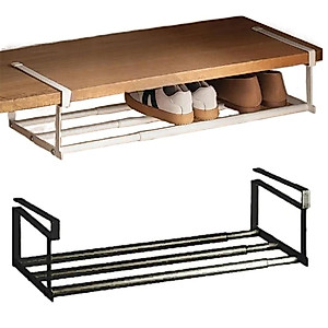 Generic 1PCS Shoe Storage Rack,Retractable Shoe Cabinet Simple Partition Shoe Tray Multi-Purpose Cabinet Class Shelves Hanging Shoe Basket(White), AM0XEB0L07TUS