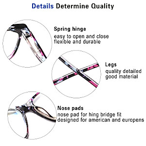 SIGVAN Ladies Reading Glasses Blue Light Blocking Spring Hinge Fashion Pattern Print Eyeglasses for Women (multicolour, 2.00)