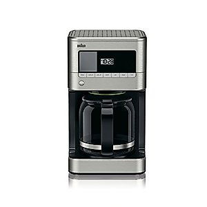 Braun KF7070 BrewSense Drip Glass Coffeemaker, 12 Cup, Stainless Steel