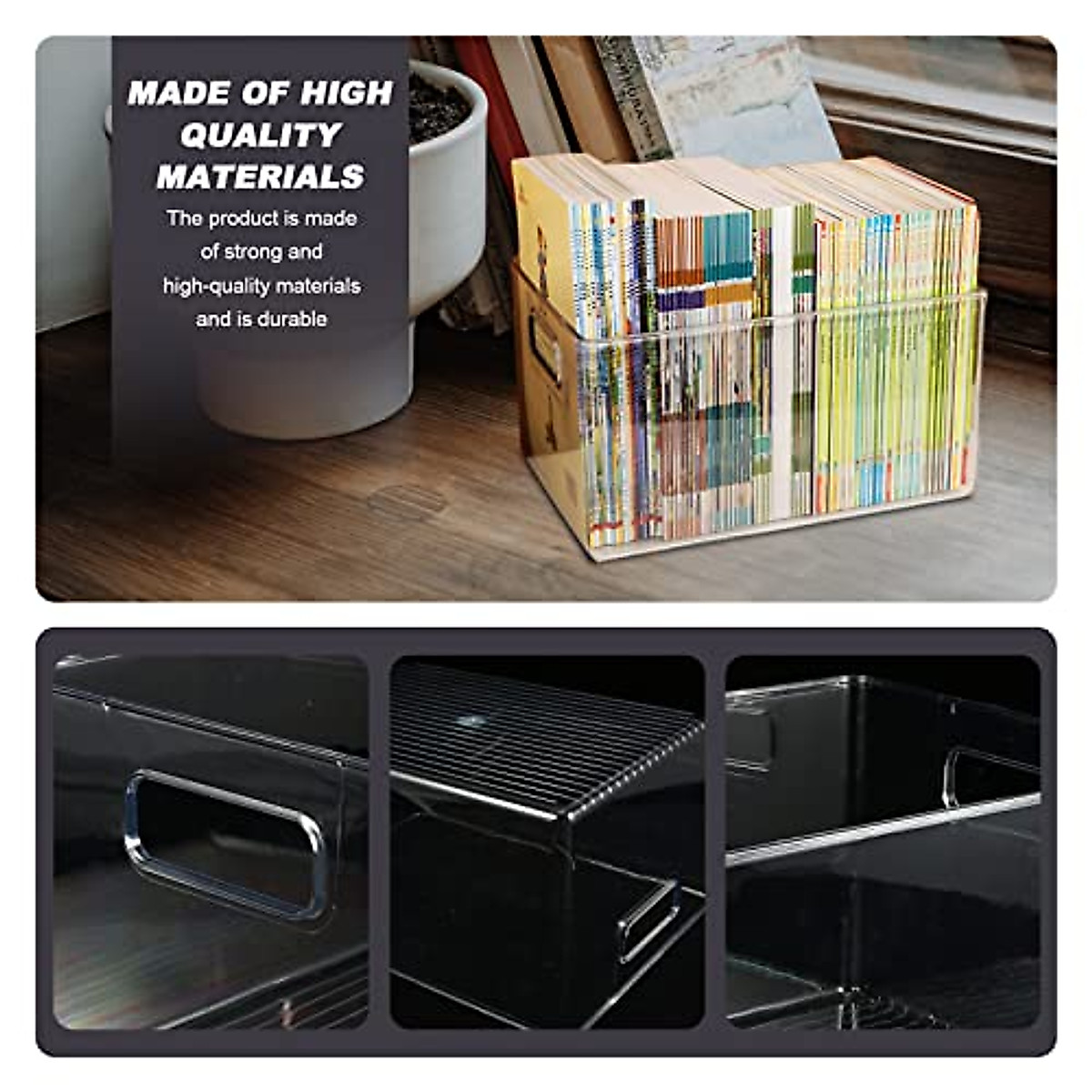 Cabilock Large Storage Bins Stacking Storage Bins Desktop Storage Basket magazine storage rack Magazine Holder tabletop Basket Shelf Plastic Magazine Basket Large Storage Bins Stacking Storage Bins