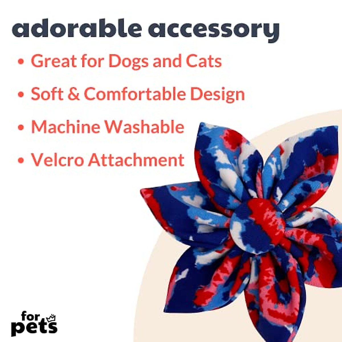 H&K Pet Pinwheel | American Tie Dye (Small) | 4th of July Velcro Collar Accessory for Dogs/Cats | Fun Pet Pinwheel Collar Attachment | Cute, Comfortable Pet Accessory