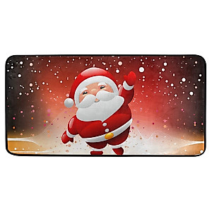 Kitchen Rugs Christmas Santa Claus Design Non-Slip Soft Kitchen Mats Bath Rug Runner Doormats Carpet for Home Decor, 39" X 20"