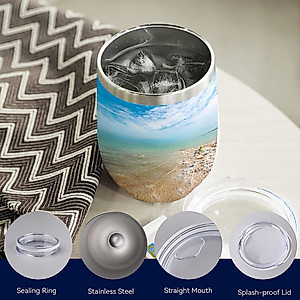 silichee 12 Oz Stainless Steel Tumbler Cups Water Bottle with Lid the Shore the Dead Sea Going into Horizon Insulated Tumblers Vacuum Coffee Mugs for Cold and Hot Drinks,Coffee,Wine