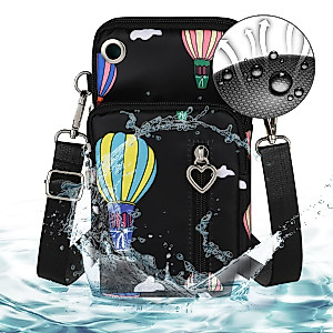 Small Crossbody Wallet Phone Bag, Nylon Cell Phone Purse, Travel Crossbody Bag Cell Phone Shoulder Bag Arm Bag Mini Wallet Purse, with Headphone Port (Balloon)