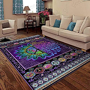 Area Rug-I Am The Storm, Hippie Living Room Rug THH1213, 5' x 8' Fluffy Carpets for Bedroom Shaggy Floor Modern Rug Home Decor Mats