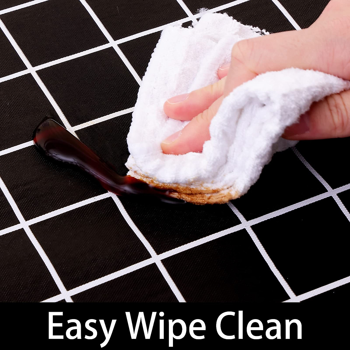 Spotjoy Rectangle Vinyl Table Cloth, Elastic Fitted Flannel Backed Plastic Table Covers for 6 Foot Folding Tables, Waterproof for Picnic, Camping, Indoor and Outdoor (Black, 30 x 72 inch)