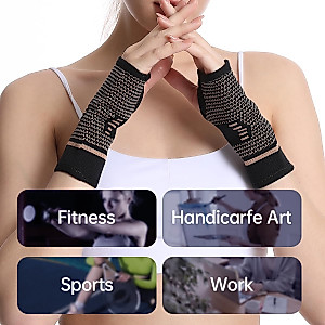 KEPHTELAN Wrist Brace for Carpal Tunnel Relief Night Support,Wrist Compression Sleeve (Pair)-Wrist Brace Right Left Hand for Working Out, Tendonitis, Women Men (Medium, Cooper)