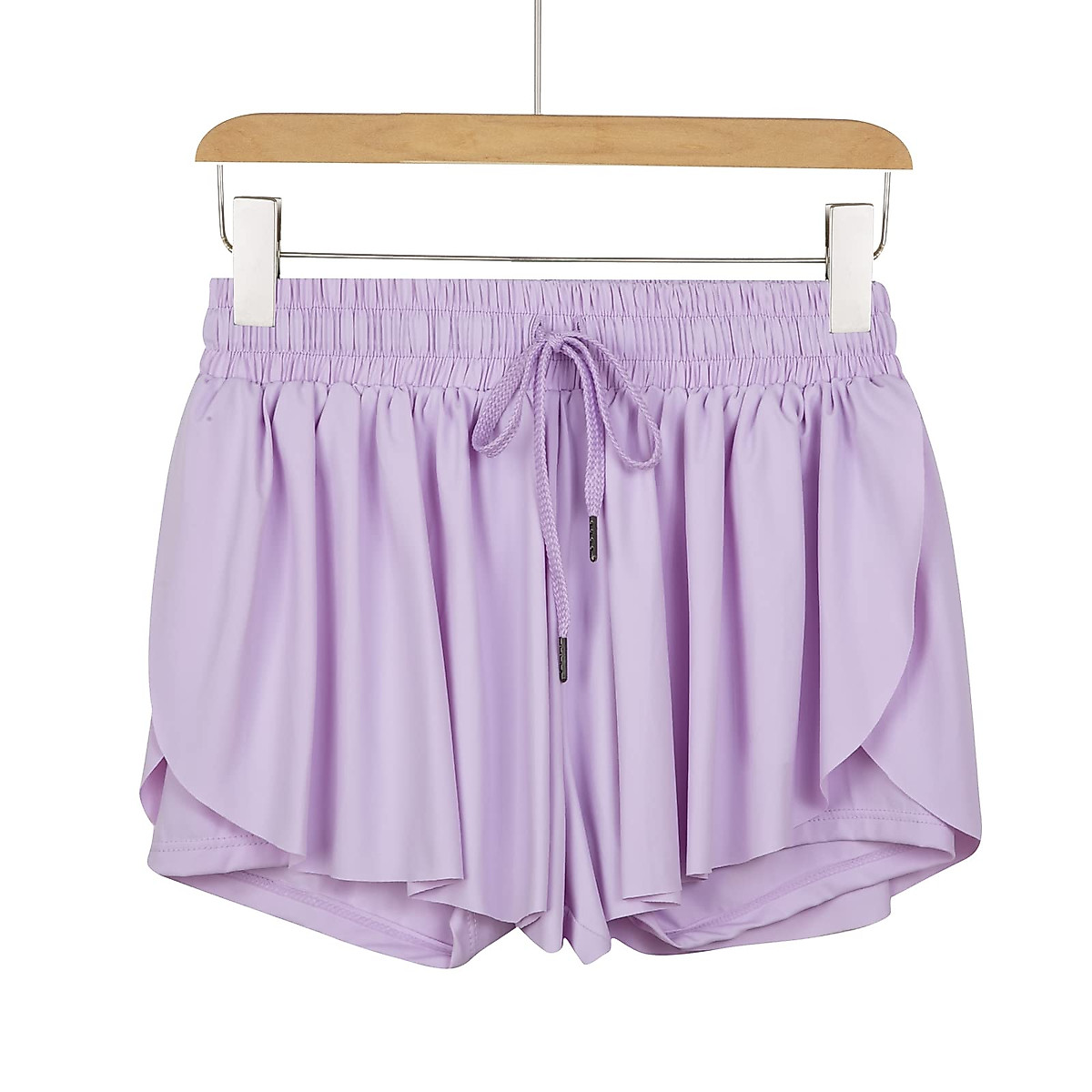 Flowy Athletic Shorts for Women Gym Yoga Work Out Running Sport Soccer Sweat Short Spandex Butterfly Tennis Skort Skirt with Pockets Underneath Girls Cute Trendy Clothes Casual Summer Lavender S