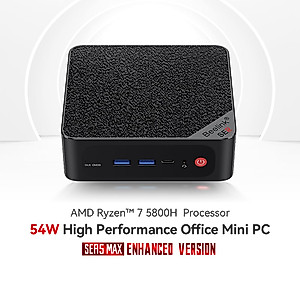 Beelink SER5 MAX Mini PC, AMD Ryzen 7 5800H(up to 4.4GHz) 8C/16T, Mini Computer 32GB DDR4 RAM 500GB NVMe SSD, Mini Desktop Computer 4K@60Hz Triple Display HDMI&DP&USB-C WiFi6/BT5.2/WOL/HTPC/W-11 Pro