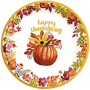 ceiba tree Thanksgiving Disposable Paper Plates and Napkins Sets for 24 Guests Fall 9inch Dinner Plates 7inch Dessert Plates Party Supplies Heavy Duty Dinnerware