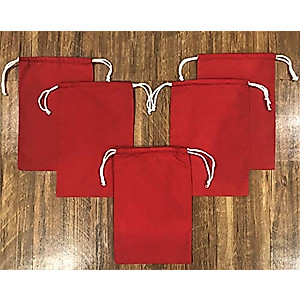 Reusable Eco friendly RED COLOR Cotton Thick Double Drawstring Muslin Bags "premium quality"-50 count pack (6 x 10)