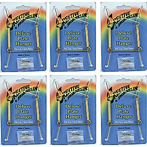Creative Hobbies Deluxe Plate Display Hangers, Spring Style- Assembled & Ready to Use -Hold 5 to 7 Inch Plates- Gold Wire Spring Type, Hanger Hooks & Nails Included -Pack of 6 Hangers