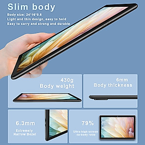 Tablet DMOAO Android 12 Tablet 2023 Latest Octa-Core 2.0GHz CPU 2 in 1 Tablets with 8GB RAM 64GB ROM/512GB Expandable, Google Certified 5G WiFi Tableta (Black)