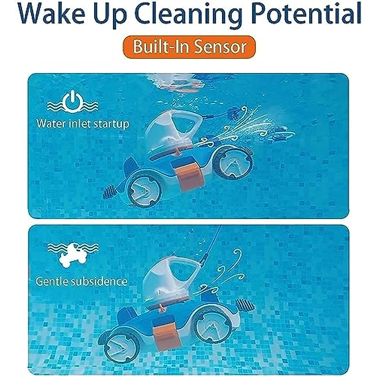 Cordless Robotic Pool Cleaner,Automatic Pool Robot Vacuum with Max 90 Mins Working Time, Self-Parking,Robotic Swimming Pool Cleaner for Above Ground Swimming Pools