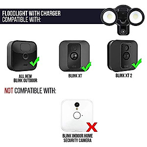 Wasserstein 3-in-1 Wired Floodlight, Charger and Mount Compatible with Blink Outdoor & Blink XT2/XT Camera - 2000 Lumens Powerful Floodlight (Black) (Blink Camera NOT Included)