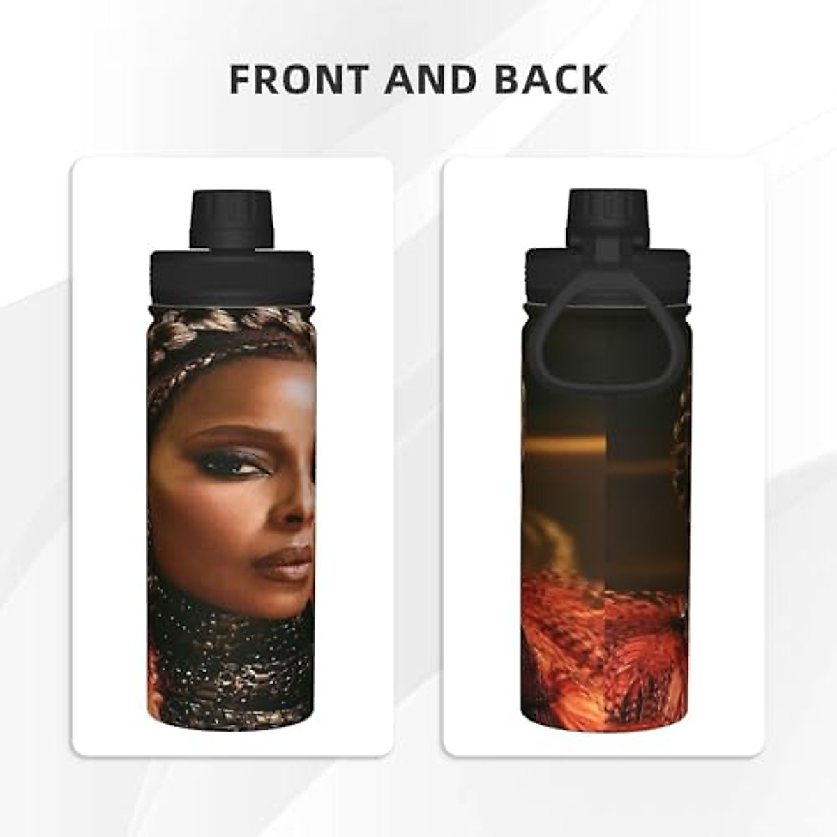 HIKTIEK Mary J Musics Blige Stainless Steel Insulated Tumbler Sports Water Bottle Hot and Cold Travel Cup 18oz