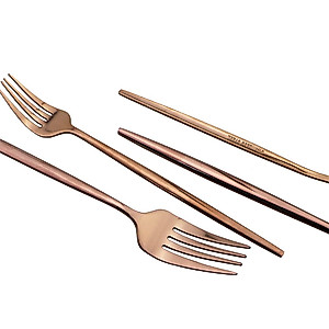 Rose Gold Silverware Set, JASHII 30-Piece Stainless Steel Flatware Cutlery Set for 6, Elegant Hourglass Polished Mirror Finish, Ideal for Home Hotel Wedding Festival Party, Dishwasher Safe
